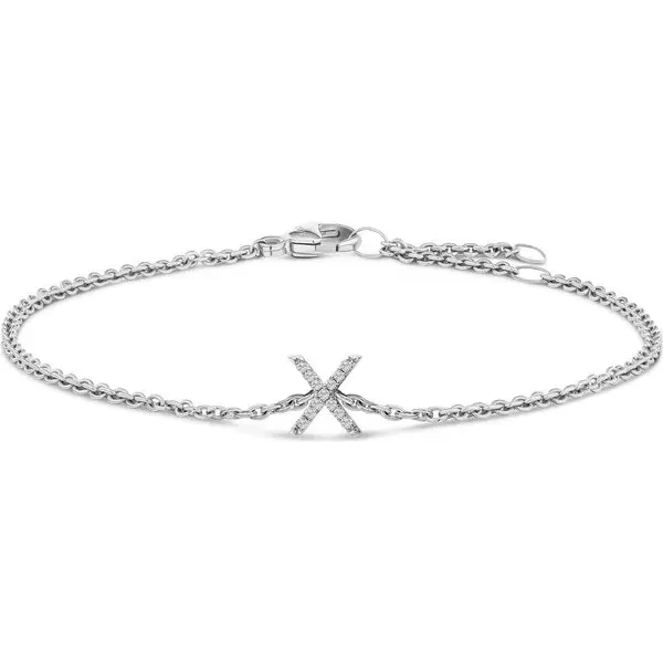 HAUS OF BRILLIANCE 10k Gold Diamond Accent Initial Charm Link Bracelet - White | X